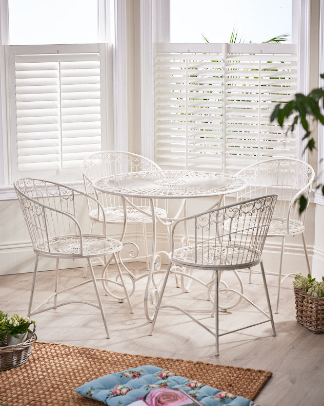 4 Seater Cream Heart Scrolled Indoor Dining Set | Dibor Furniture