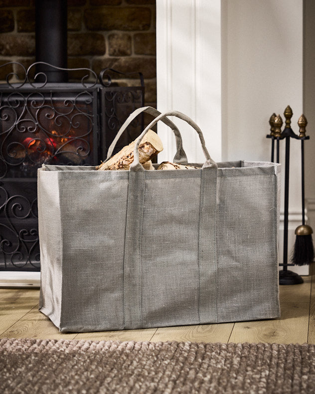 French Grey Log Bag | Dibor Fireside Storage