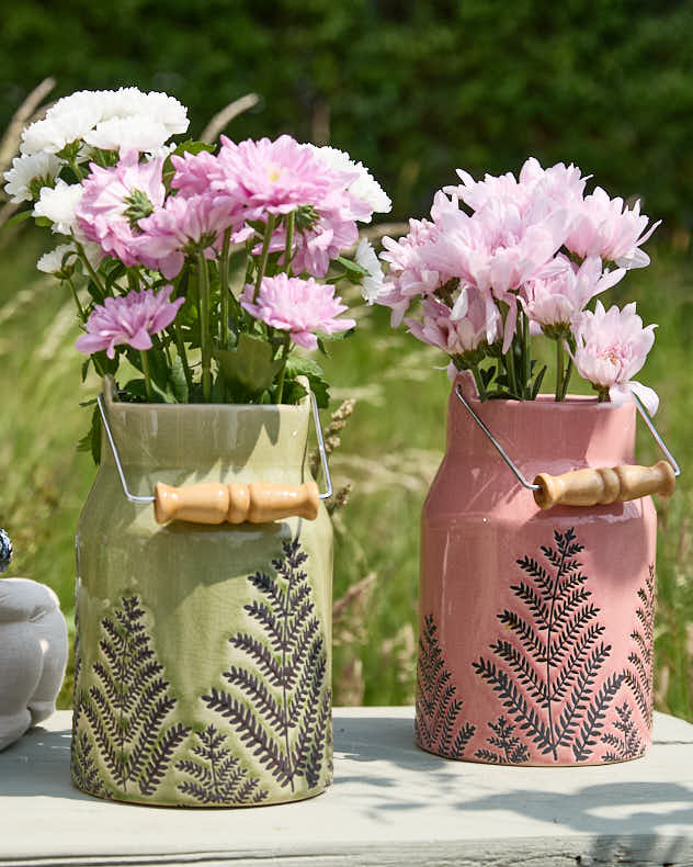 Glazed Fern Ceramic Churn Vases – Dibor