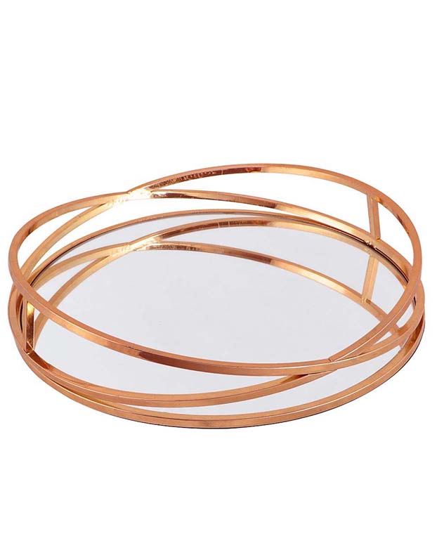 Rose Gold Mirrored Drinks Tray Dibor