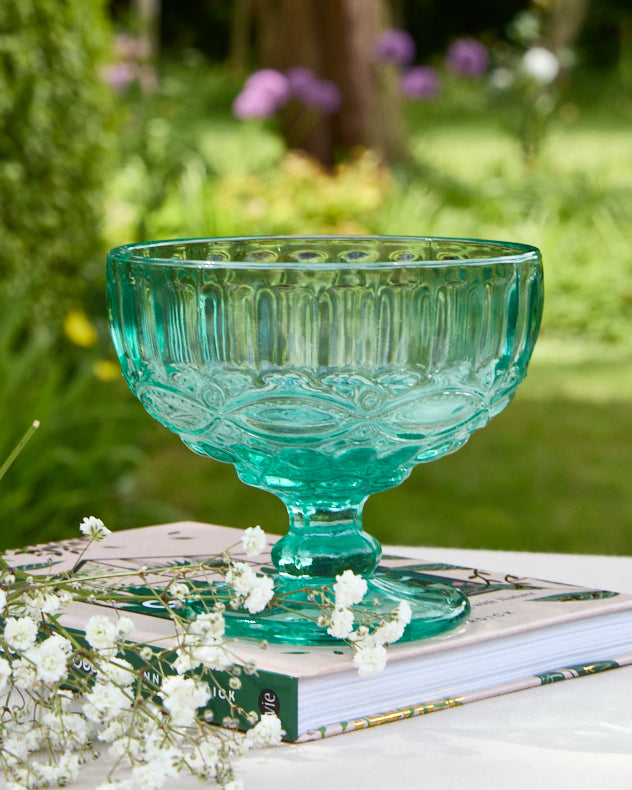 Aurielle Turquoise Blue Glass Dessert Bowl | Dibor Tableware