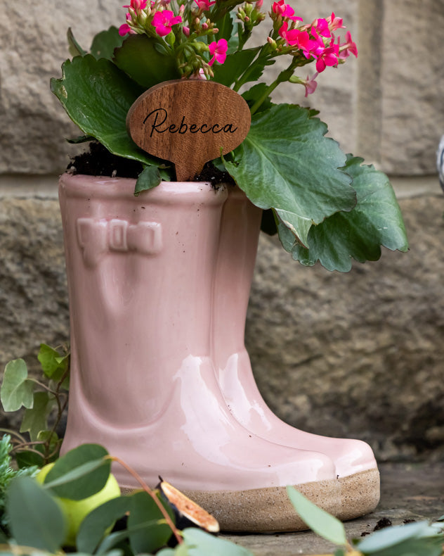 Welly Boot Ceramic Planter with Personalised Marker – Dibor