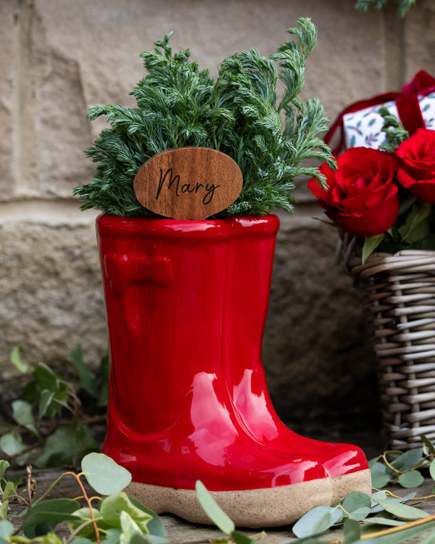 Welly Boot Ceramic Planter with Personalised Marker – Dibor