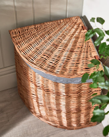 Corner Laundry Basket with Grey Lining | Dibor Home Storage
