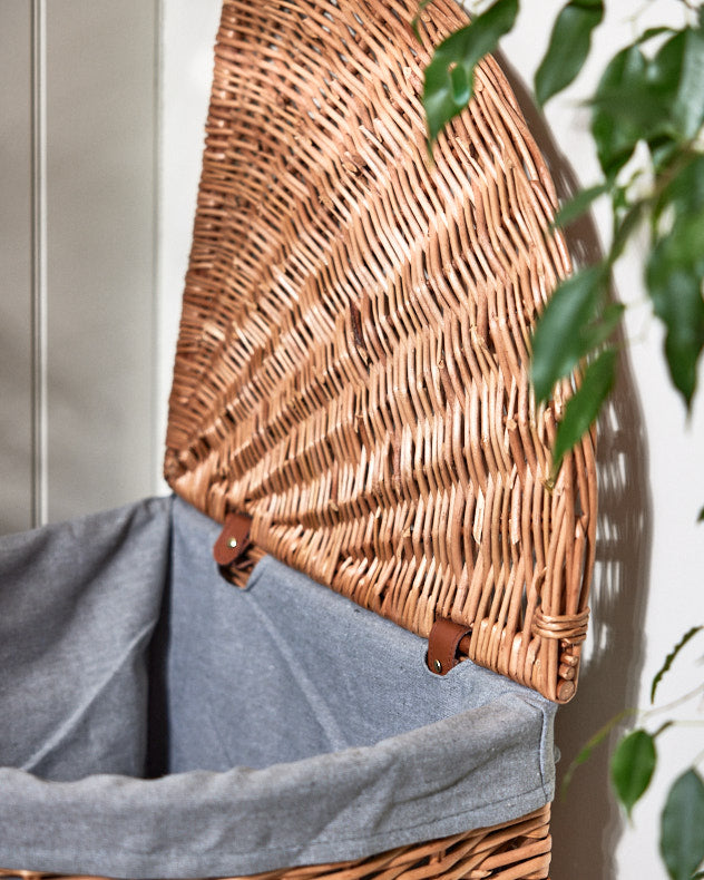 Corner Laundry Basket with Grey Lining | Dibor Home Storage