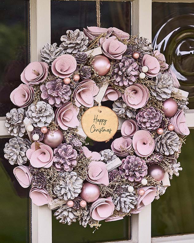 Personalised Pink Roses Wreath – Dibor