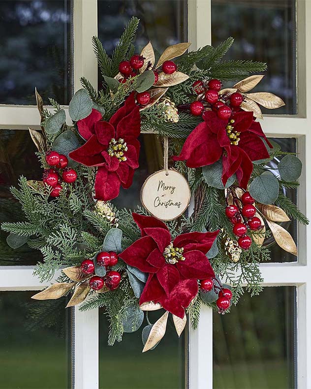 Personalised Poinsettia Heritage Wreath – Dibor