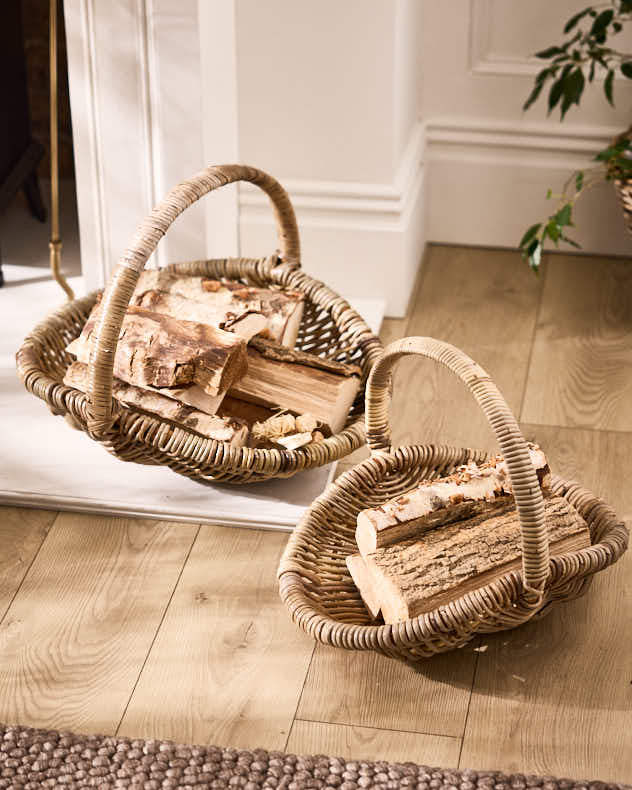 Wicker Log Basket | Dibor Fireplace Storage