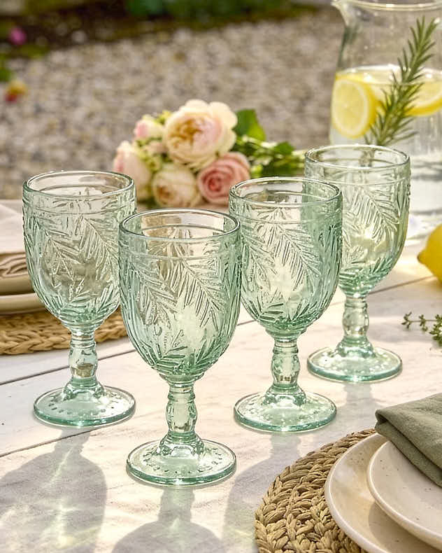 Laurier Leaf Set of Wine Goblets | Wine Glasses | Dibor