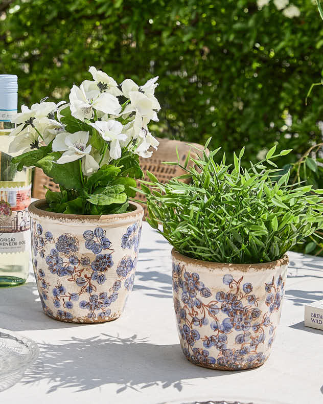 Vintage Blue Distressed Plant Pots – Dibor