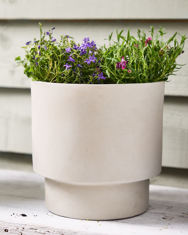 Small Grey Round Chipped Planter – Dibor
