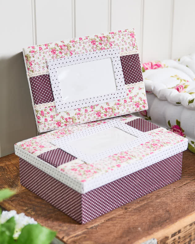 Floral Fabric Memorabilia Boxes with Photograph Insert – Dibor