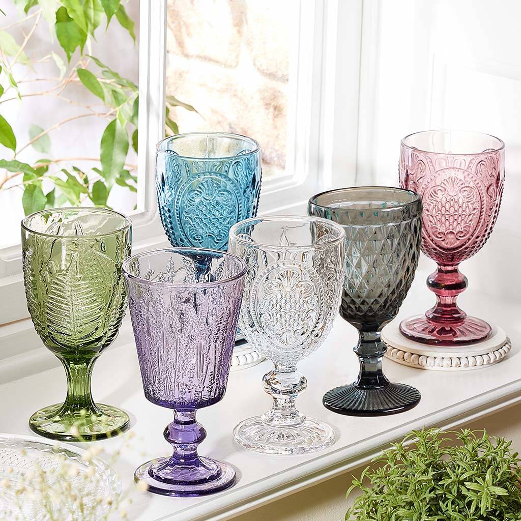 Set Of Four Vintage Coloured Wine Glasses Dibor