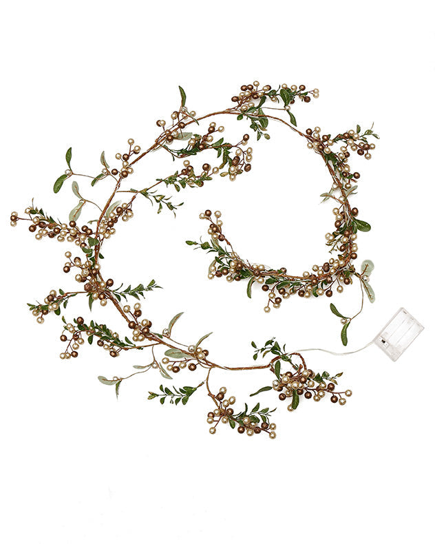 Pre-lit Copper Mistletoe Christmas Garland 160cm – Dibor