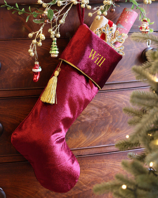 Personalised Kensington Red Velvet Christmas Stocking – Dibor