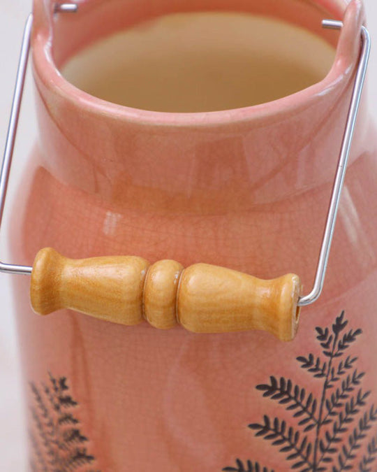 Fern Leaf Embossed Pink Milk Churn Flower Vase – Dibor