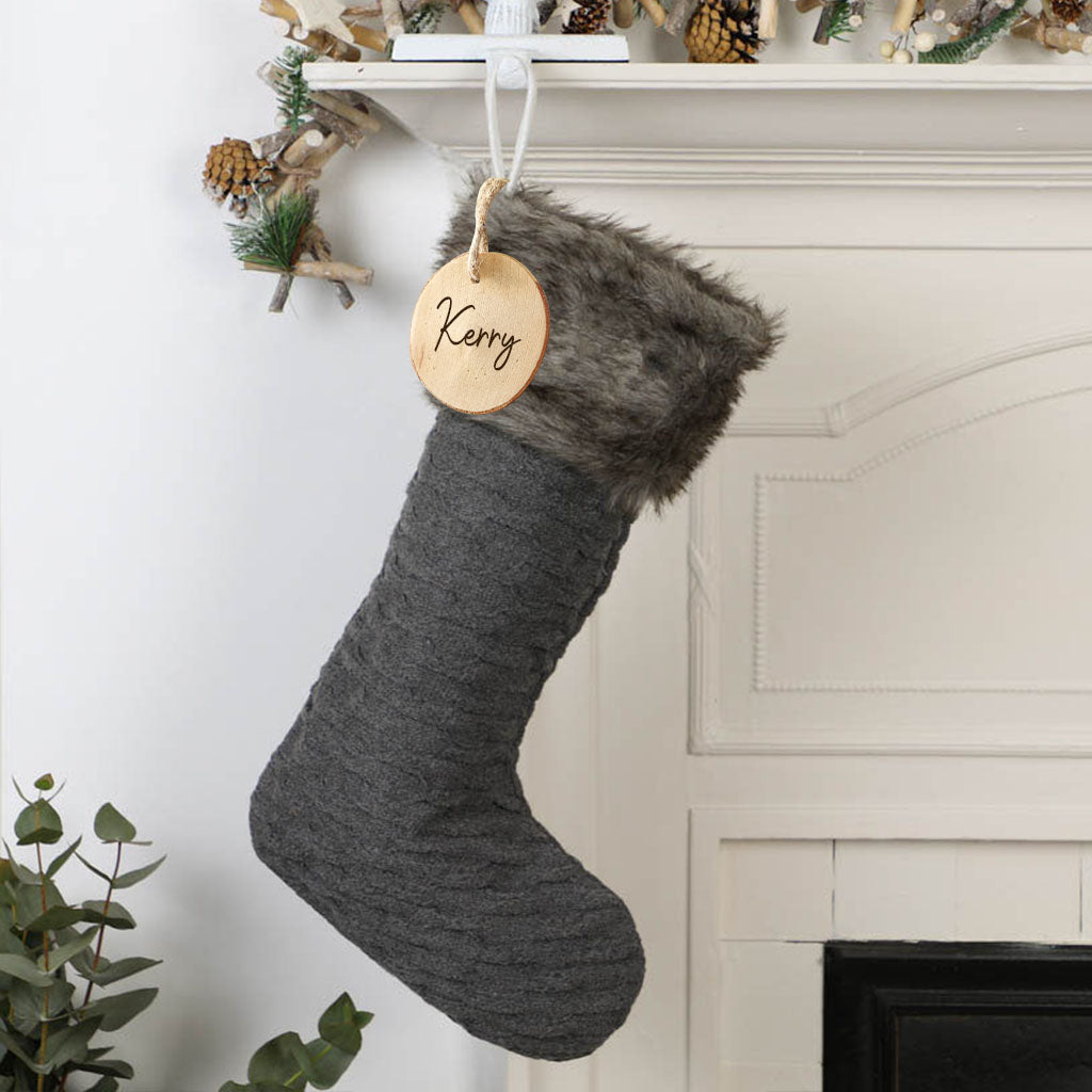 Personalised Nordic Knit Grey Christmas Stocking – Dibor